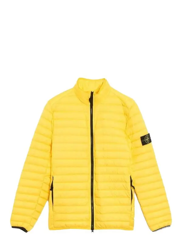 Stone Island Logo Patch Quilted Bomber Jacket - Yellow
