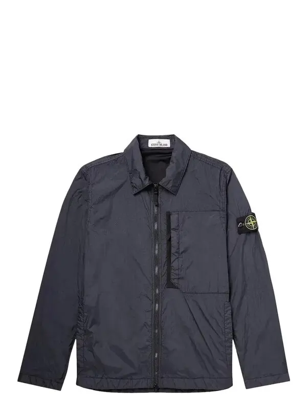 Stone Island Zip Up Jacket With Compass Patch - Navy