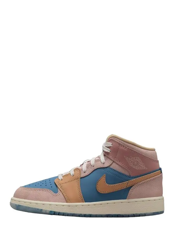 JORDAN 1 Mid Ss 'zen' Sneakers - Aegean Storm/hemp/pink Oxford