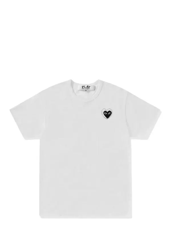 Play Comme Des Garcon Ss25 Metalstone Heart T-shirt 'white Black - White/black
