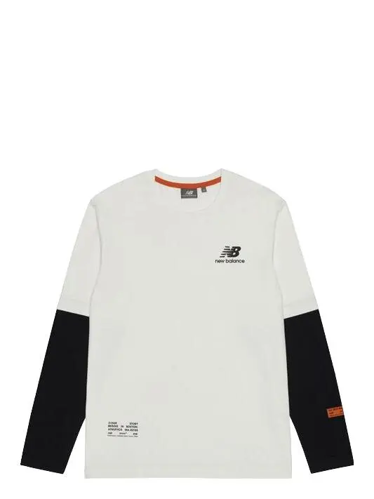 NEW BALANCE Colorblock Long Sleeve Pullover - White