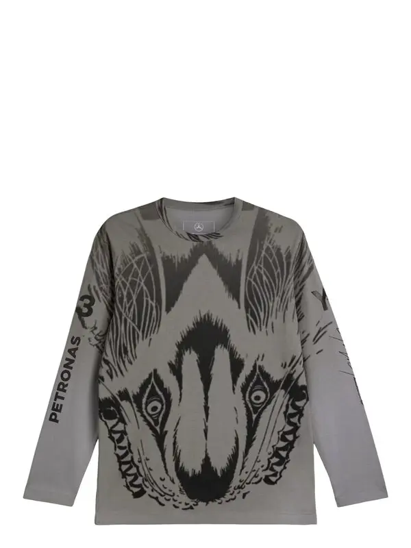 Adidas Y-3 Mercedes Wolf Graphic Long Sleeve T-shirt - Black
