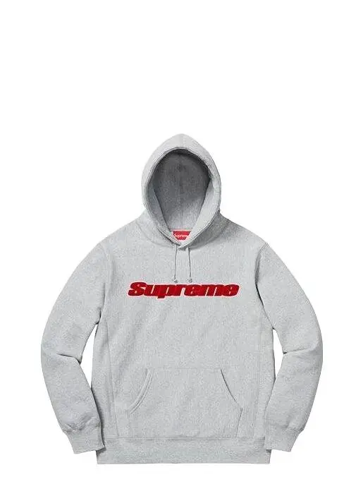Supreme Chenille Hooded Sweatshirt - Grey/red