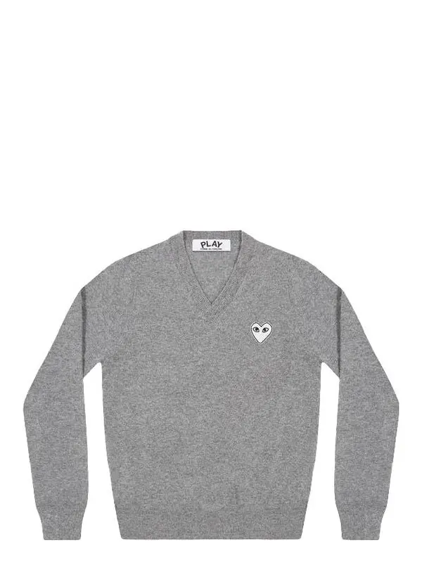 Play Comme Des Garcon V-neck Pullover - Grey
