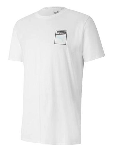 PUMA Graphic Box Logo Printed Short Sleeve Tee - White