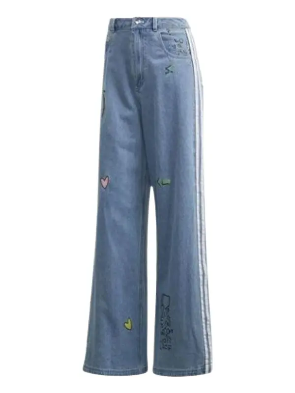 Adidas Fiorucci X Wide Leg Denim Track Pants - Blue