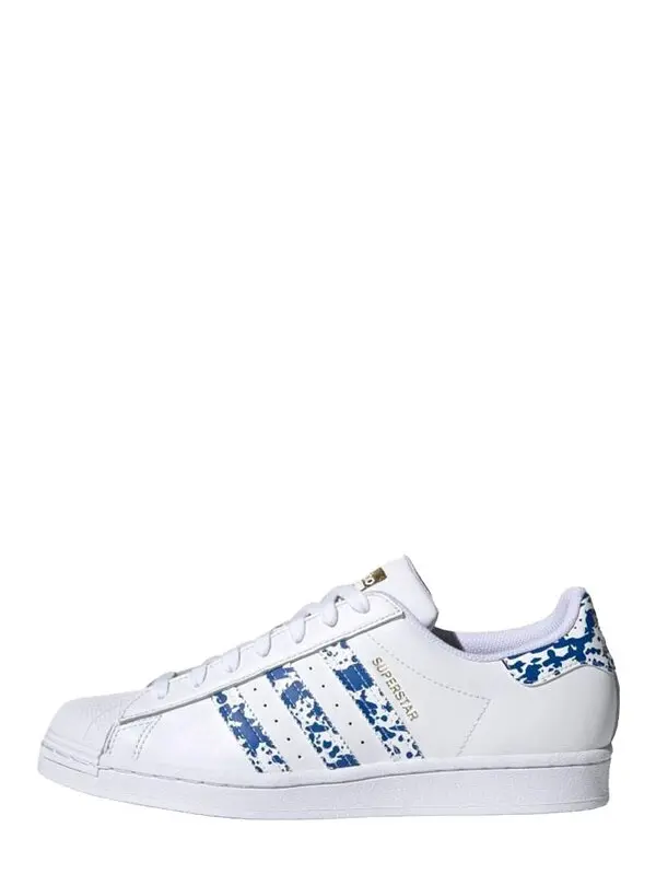 Adidas Superstar White Blue Splatter Low Top Sneakers - White/blue