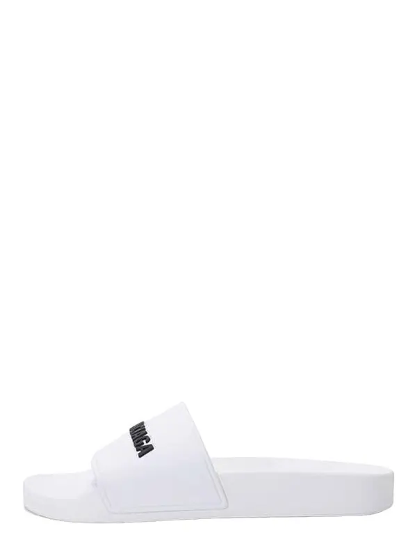 Balenciaga Pool Slides With Logo Detail - White/black
