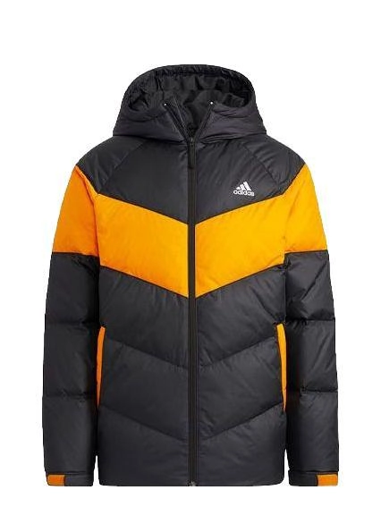 Adidas Hooded Down Jacket With Zipper Closure - Black