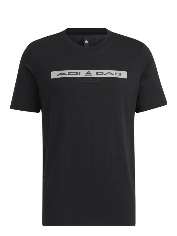 Adidas Alphabet Pattern Printing Round Neck Short Sleeve Black - Multi-color