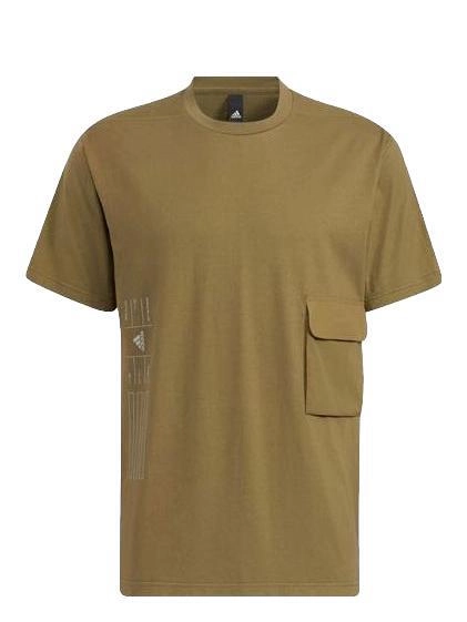 Adidas Th Hvcot Tee Solid Color Pocket Sports Short Sleeve Dark Olive Green T-shirt - Multi-color
