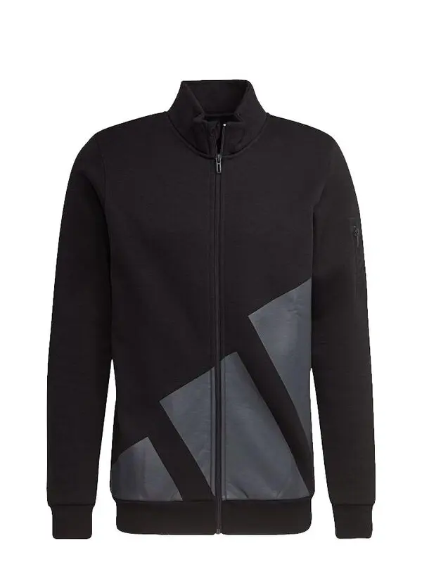 Adidas Fleece Track Jacket With Logo Detail - Black