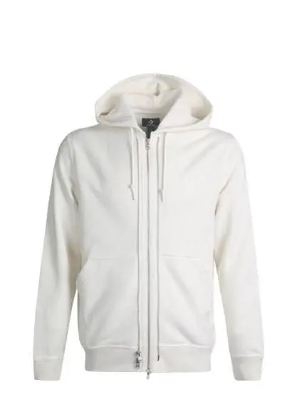 CONVERSE All-zipper Sports Casual Hooded Shirt - White