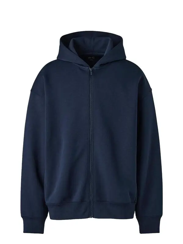 Uniqlo Sweat Oversized Full-zip Hoodie - Navy