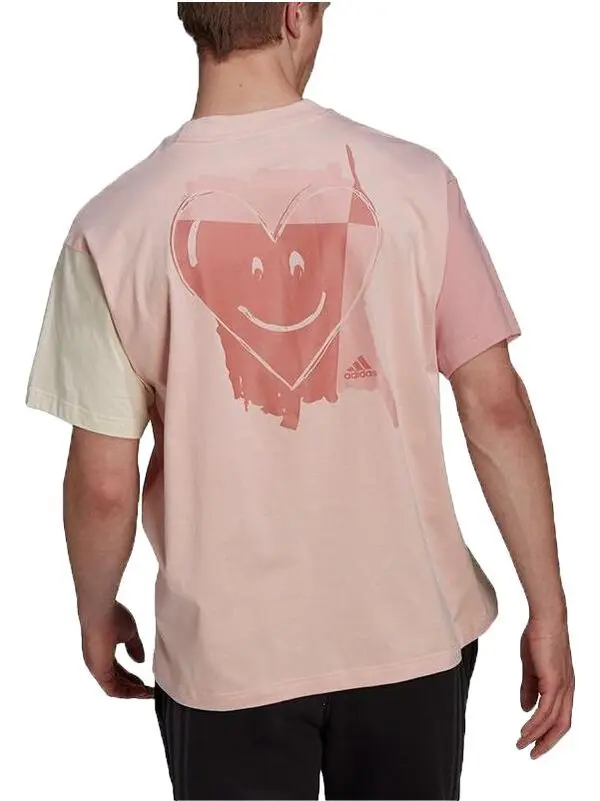 Adidas Colorblocked Round Neck Short Sleeve T-shirt - Pinkred
