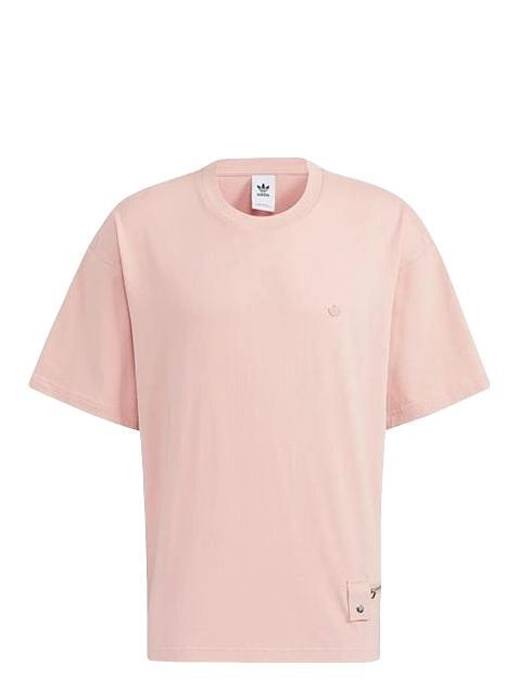 Adidas Originals Zipper Ss Tee Solid Color Sports Round Neck Short Sleeve Pink - Multi-color