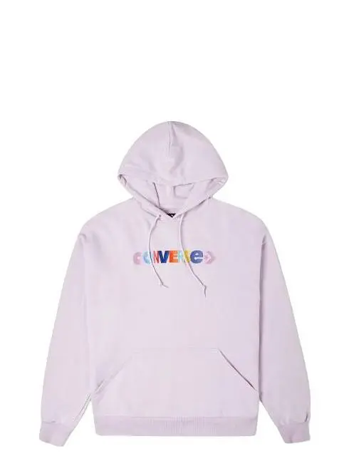 CONVERSE Alphabet Embroidered Knit Hoodie - Purple