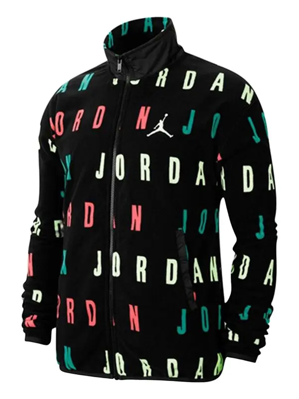 JORDAN Air Jumpman Logo Windproof Stand Collar Jacket - Black
