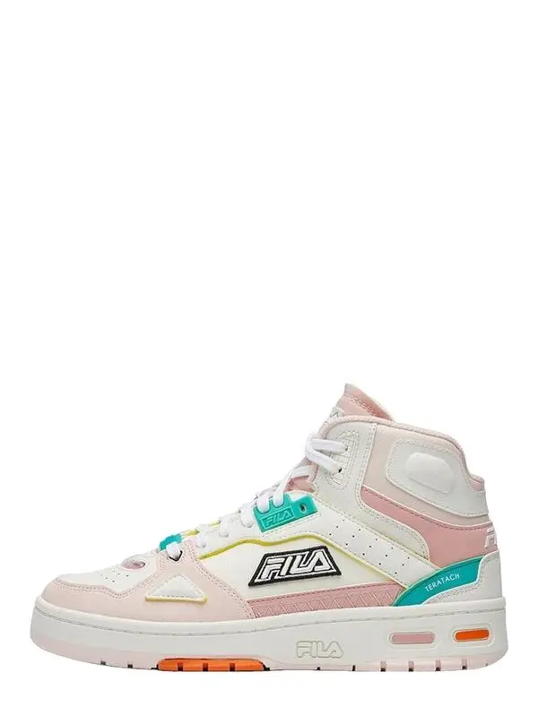FILA FUSION Heritage Retro Basketball High Top Sneakers - White/pink/bue