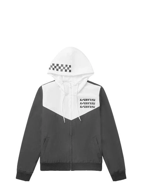 VANS Alphabet Logo Printing Splicing Hooded Windproof Jacket - Black