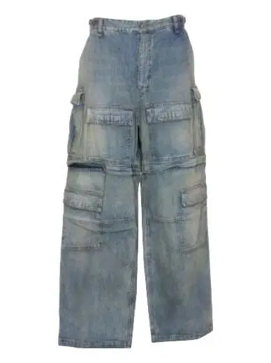 Balenciaga 24ss Zipper Type 2way Denim Cargo Pants - Blue