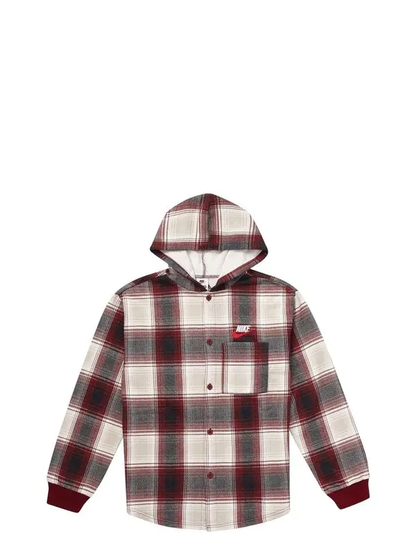 Supreme X Nike Plaid Hooded Sweatshirt - Burgundy