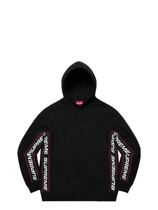 Supreme Text Rib Hooded Sweatshirt - Black