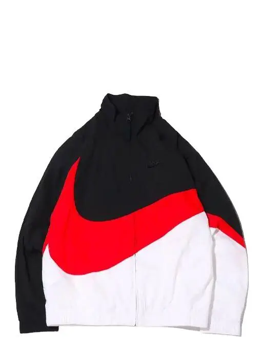 Nike Stand Collar Jacket With Large Swoosh Logo - Black
