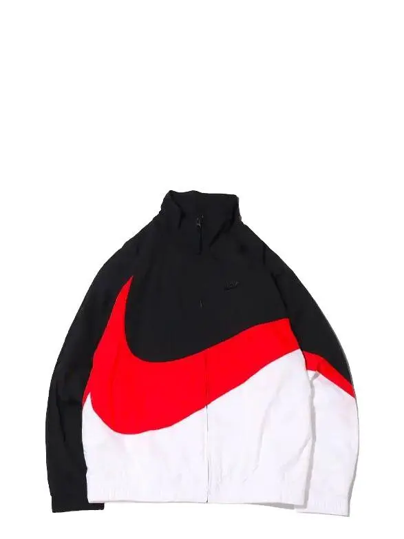 Nike Stand Collar Jacket With Large Swoosh Logo - Black