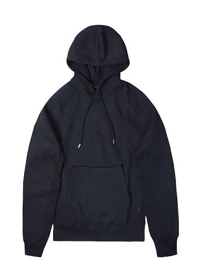 JORDAN Embroidered Fleece Pullover Hoodie - Black