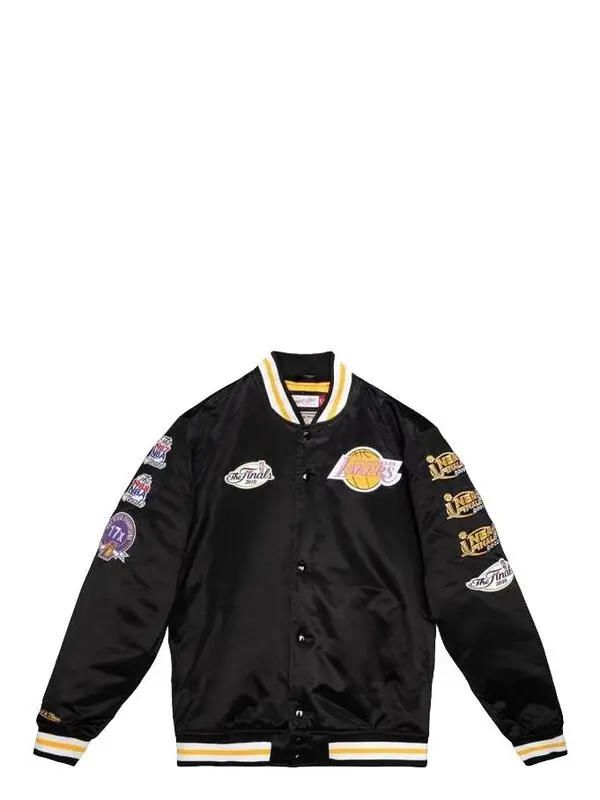 Mitchell & Ness Los Angeles Lakers Champ City Satin Bomber Jacket - Black/yellow
