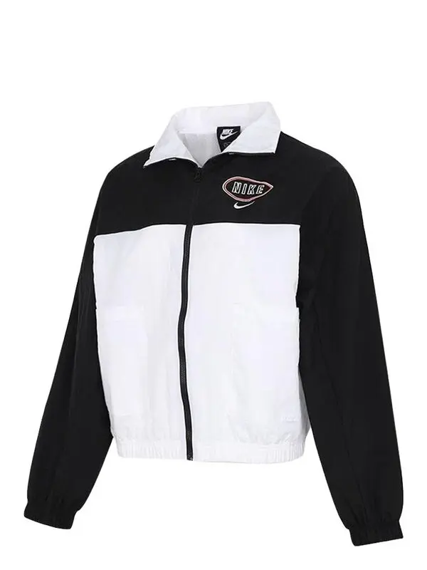 Nike Embroidered Logo Stand Collar Jacket - White