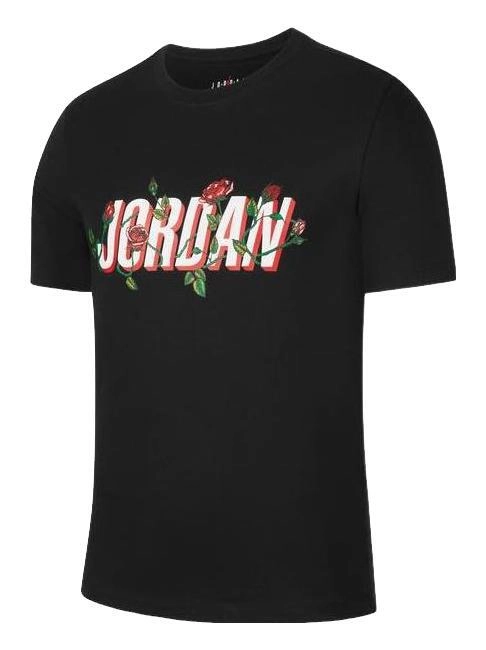 JORDAN Logo Alphabet Printing Round Neck Pullover Short Sleeve Black - Default Color