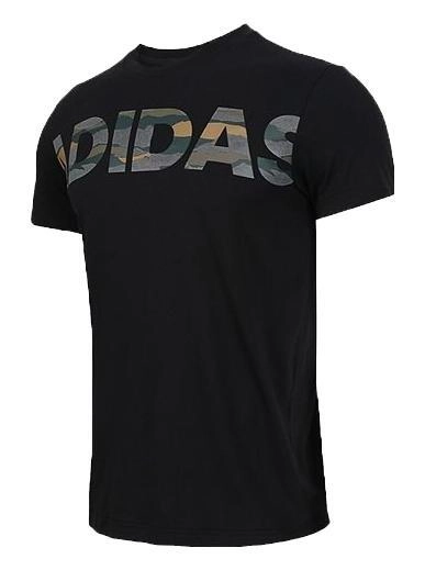 Adidas Logo Large Alphabet Printing Short Sleeve - Black