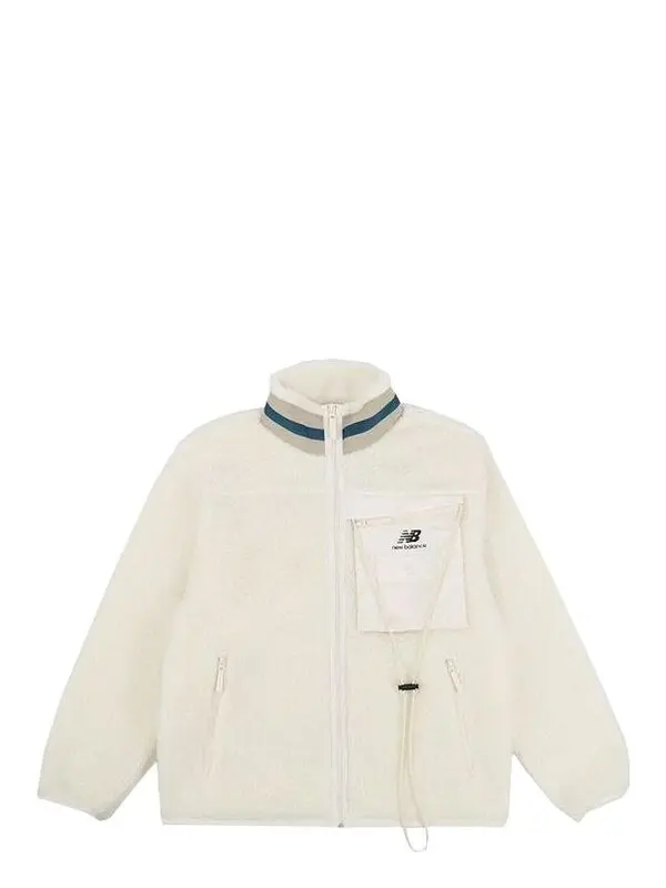 NEW BALANCE Stand Collar Knit Fleece Jacket - White