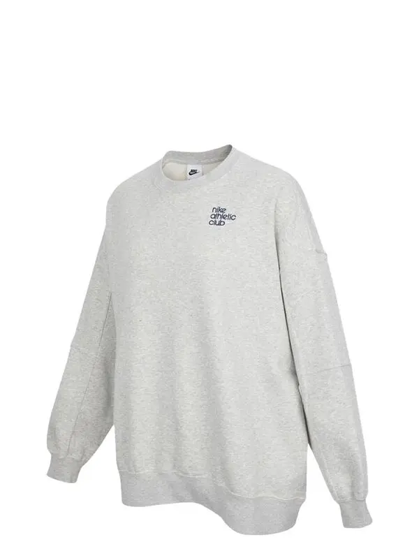 Nike Logo Alphabet Embroidered Fleece Pullover Hoodie - Grey
