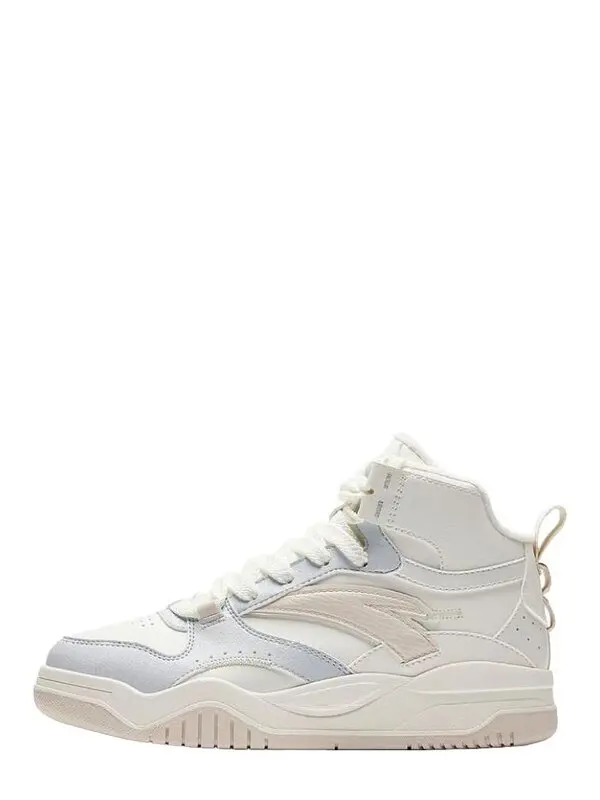 ANTA High Top Lace-up Sneakers - White/beige/blue