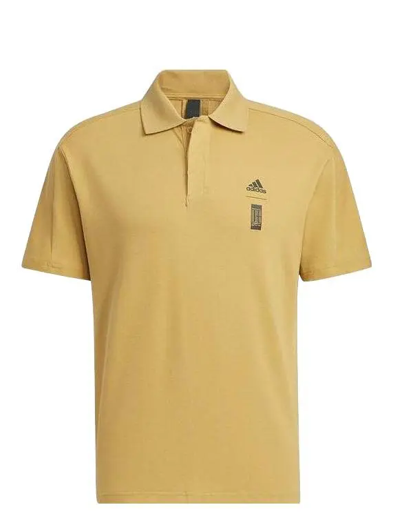Adidas Solid Color Logo Short Sleeve Polo Shirt Yellow - Multi-color