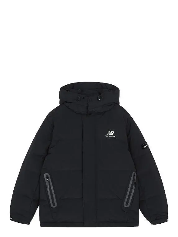 NEW BALANCE Hooded Down Jacket - Black/white