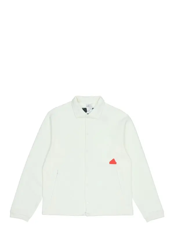Adidas White Collared Jacket With Logo Detail - Default Color