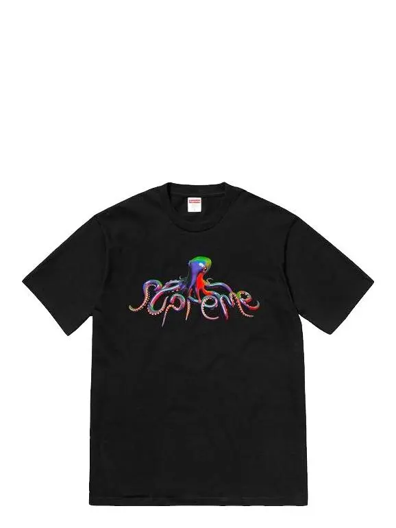 Supreme Ss18 Tentacles Tee Octopus Printing Short Sleeve - Black