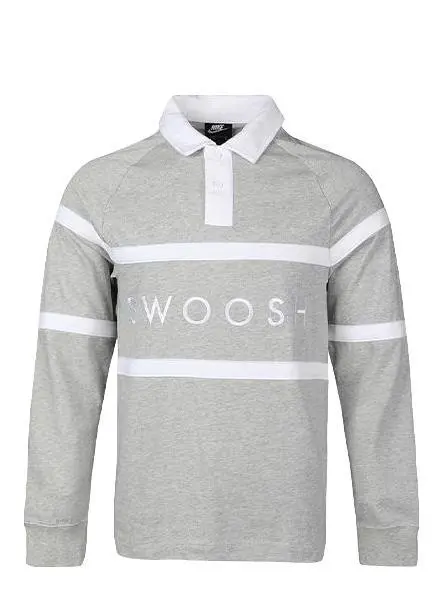 Nike Alphabet Embroidered Rugby Gray Polo Shirt - Grey