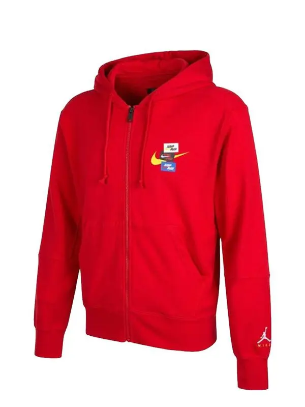 JORDAN Air Woven Label Logo Sports Hooded Jacket - Red