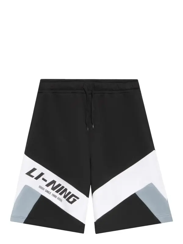 LI-NING Color Block Graphic Shorts - Black/white/grey