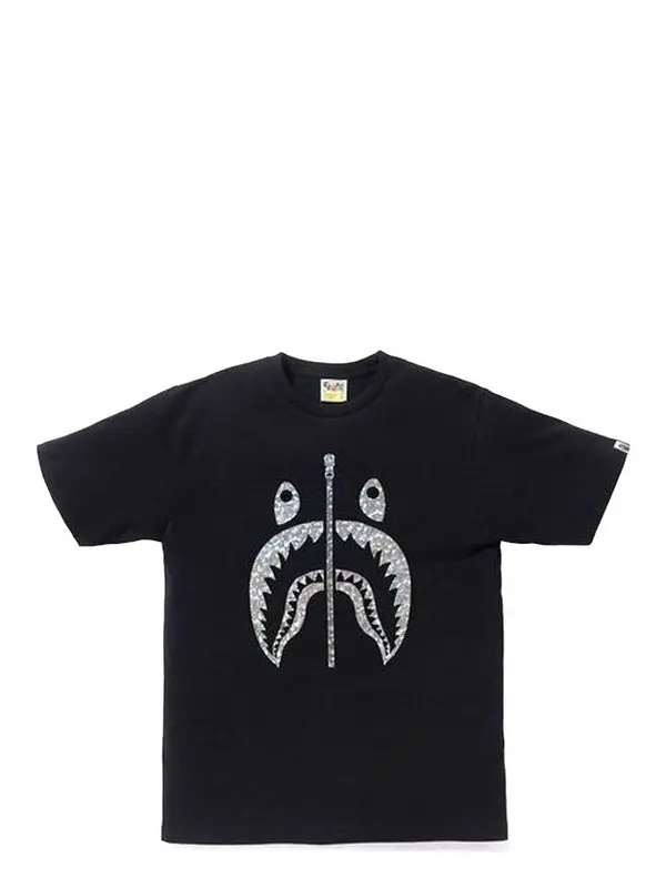 A BATHING APE Half Zip Shark Face T-shirt - Black