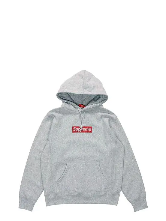 Supreme Ss19 X Swarovski Box Logo Hooded Sweatshirt - Grey