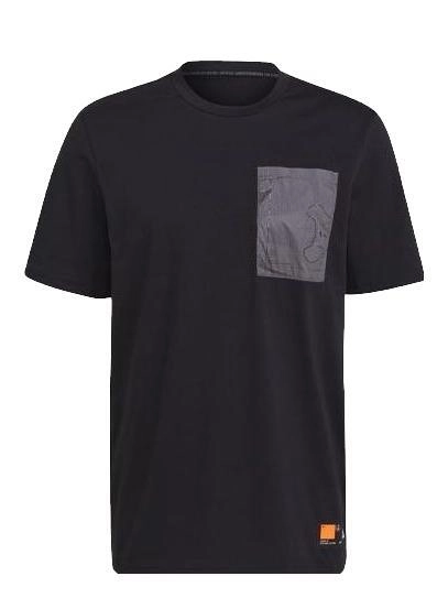 Adidas M Pocket Tee Contrasting Colors Sports Round Neck Short Sleeve - Black