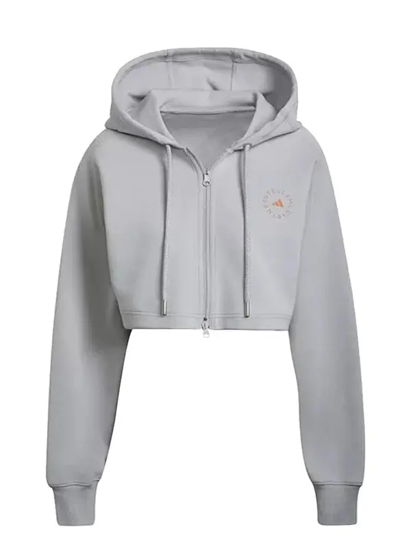 Adidas By Stella Mccartney Cropped Zip-up Hoodie - Grey