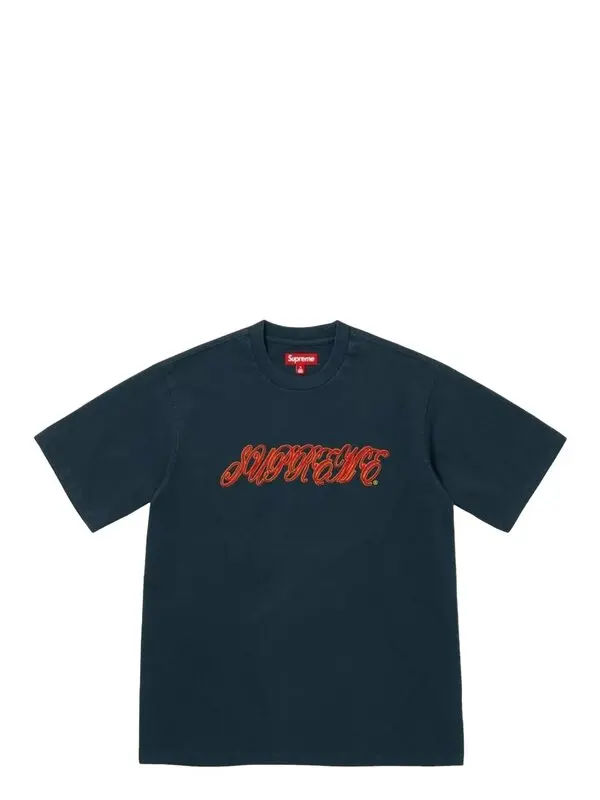 Supreme Ss26 Raised Script S/s T-shirt - Navy