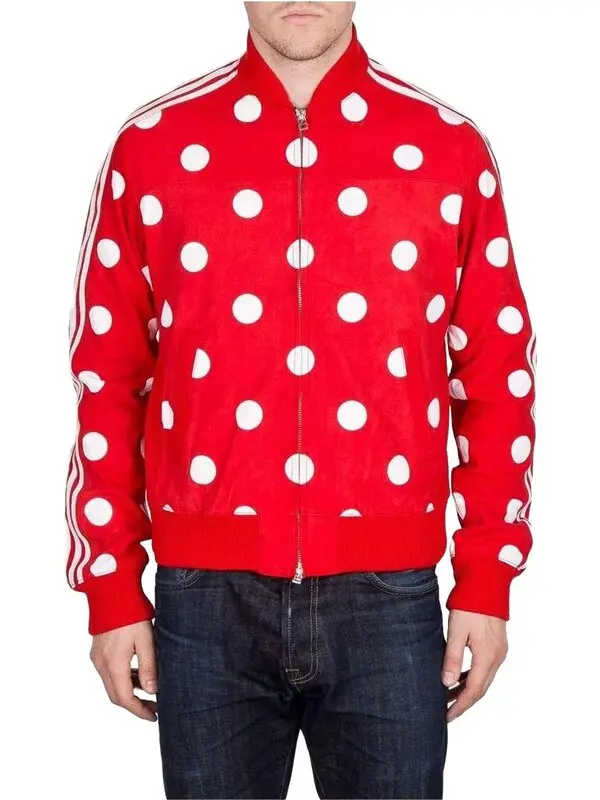 Adidas X Pharrell Polka Dot Leather Track Jacket - Red